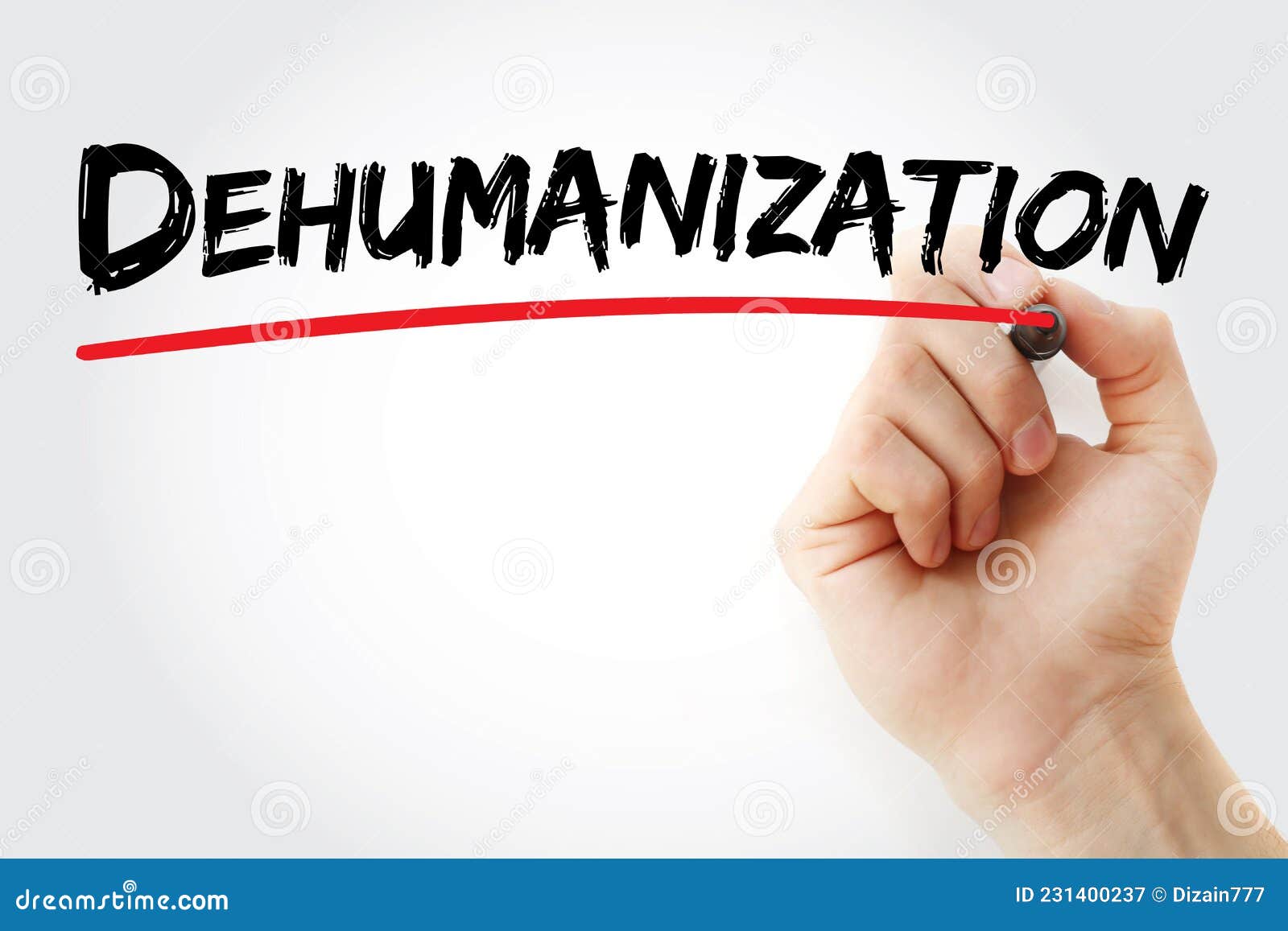 Hand Writing Dehumanization with Marker Stock Image - Image of word ...