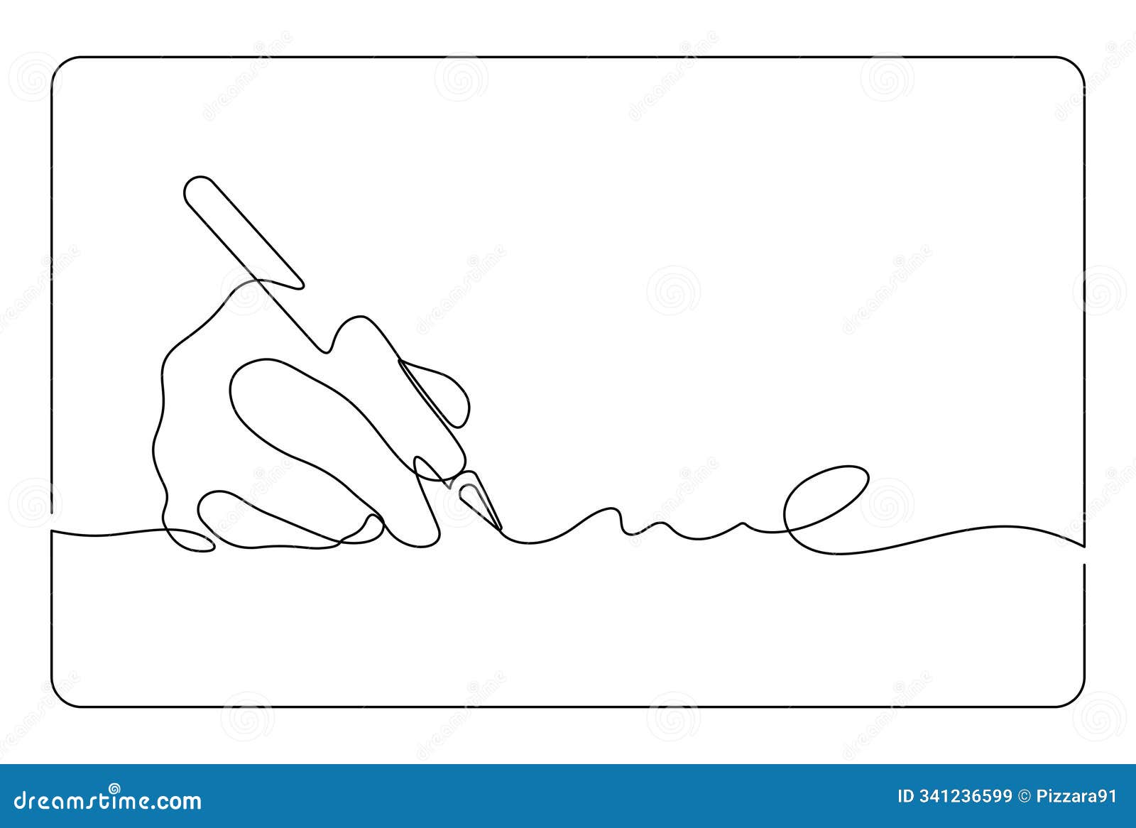 Hand Writing with Digital Pen Using Tablet Minimalism One Line Drawing ...