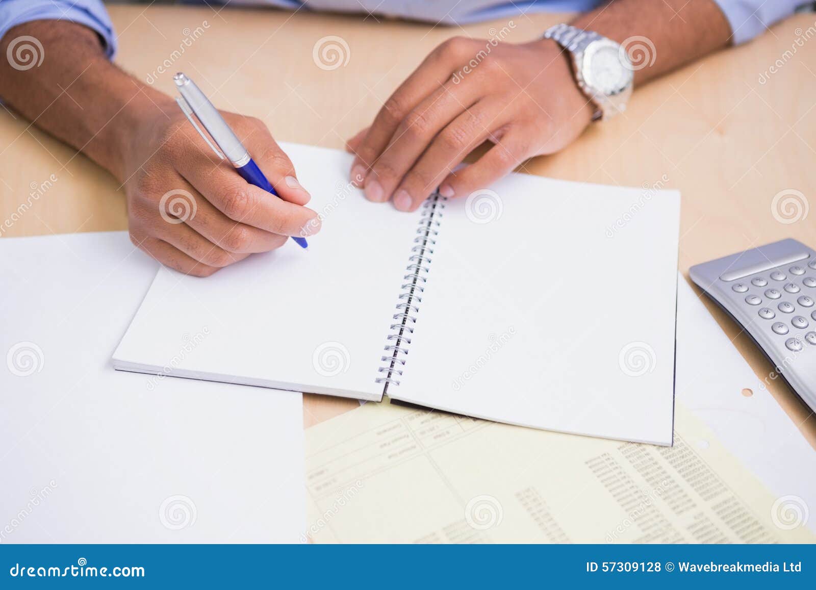 Hand Writing Documents at Desk Stock Photo - Image of working ...
