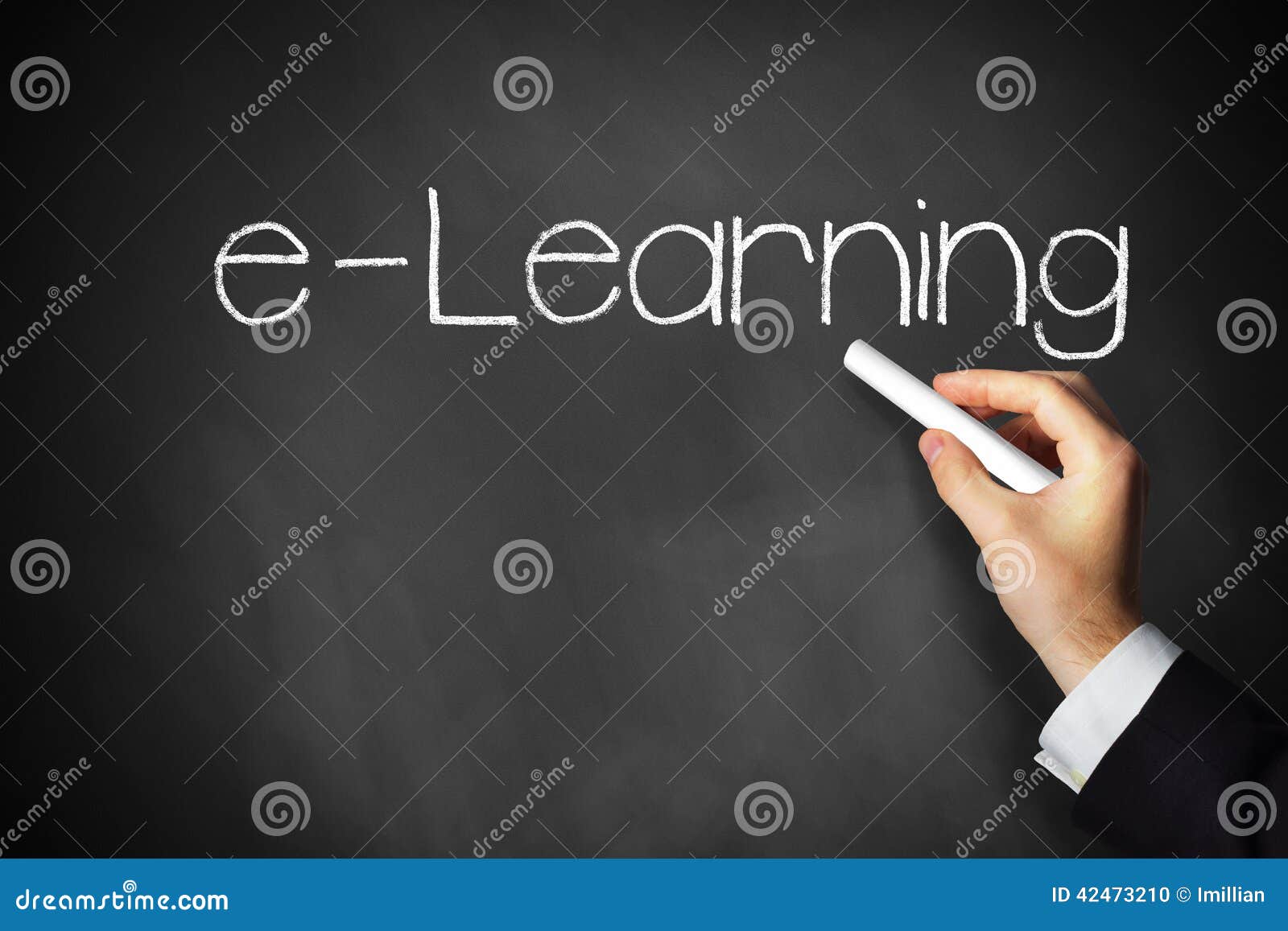 Hand Writing E-learning on Chalkboard Stock Photo - Image of knowledge ...
