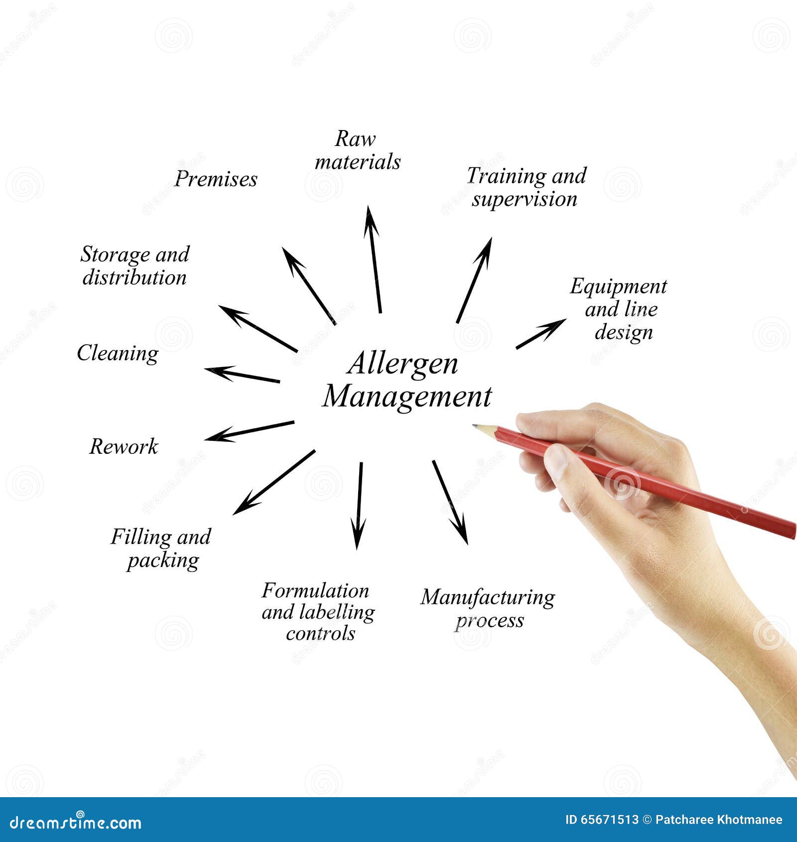 Hand Writing Element of Allergen Management for Business Concept Stock ...