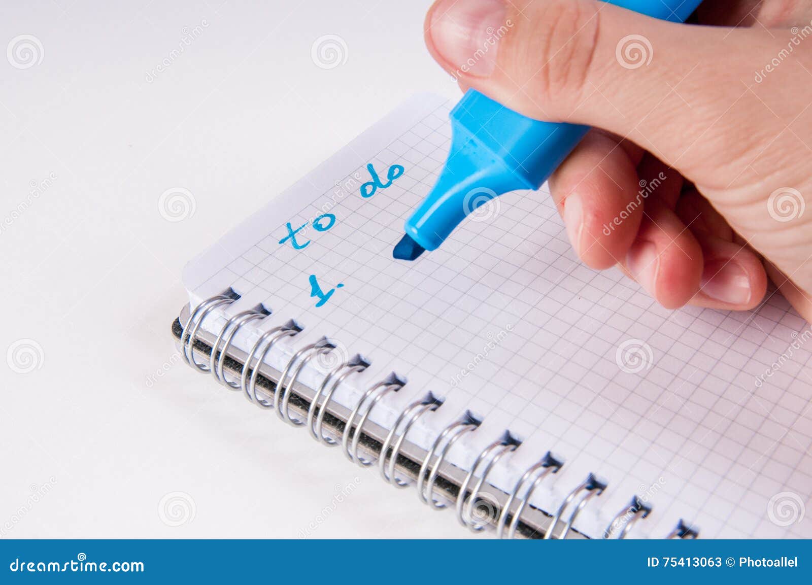 Hand Writing on Empty Notepad, White Background Stock Image - Image of ...