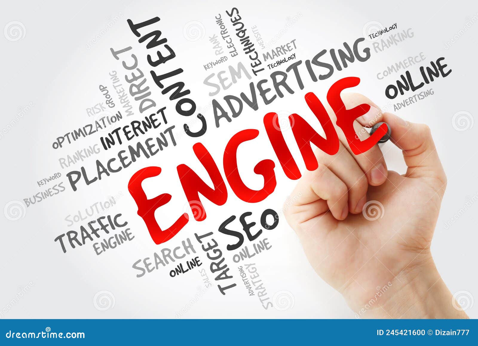 Hand Writing ENGINE Word Cloud, Business Concept Stock Photo - Image of ...