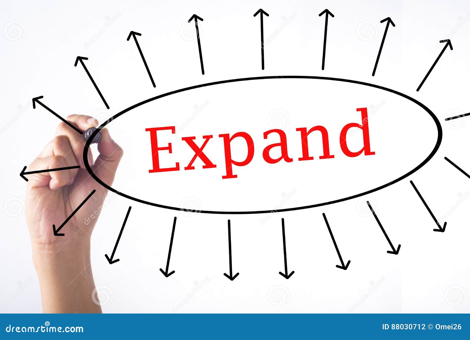 Hand Writing Expand Concept on Transparent Board Stock Photo - Image of ...