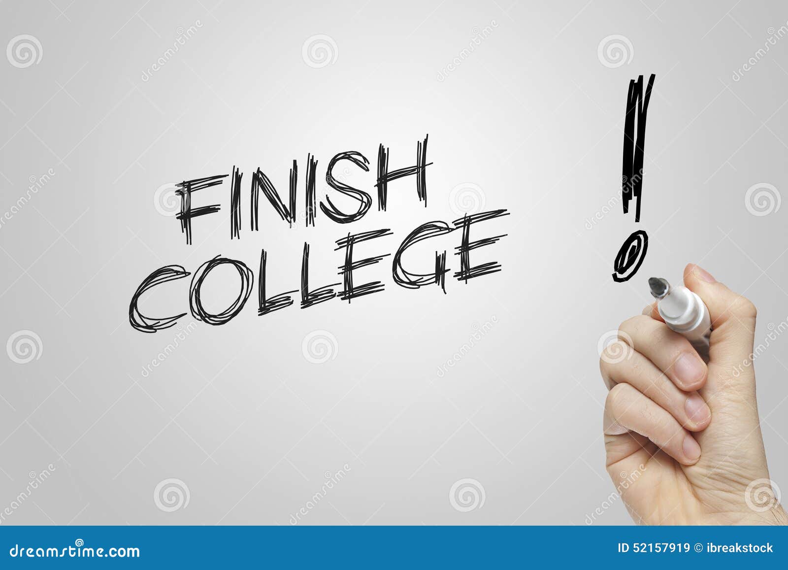 Hand Writing Finish College Stock Image - Image of letter, white: 52157919