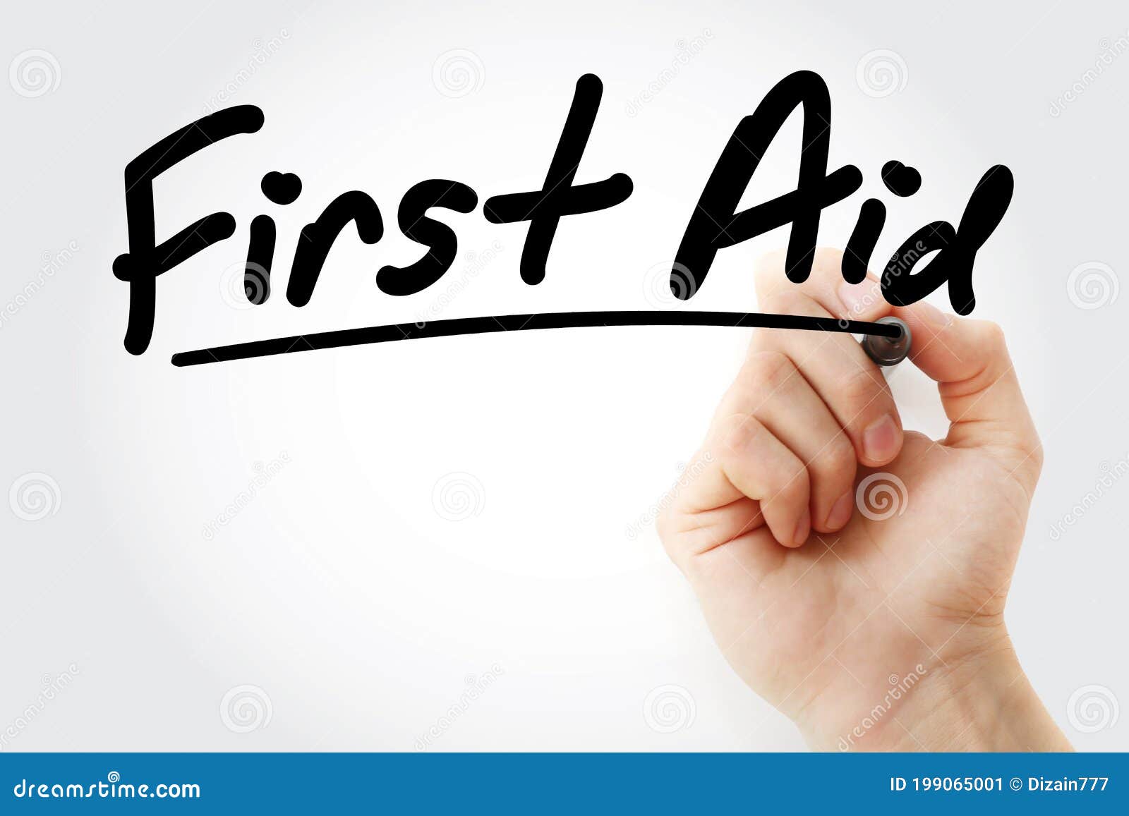 Hand Writing First Aid with Marker Stock Image - Image of blanket ...
