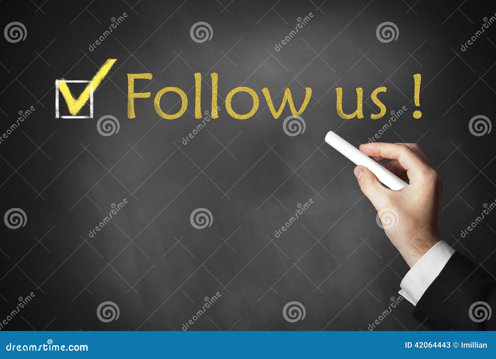 Hand Writing Follow Us on Chalkboard Stock Image - Image of mail ...