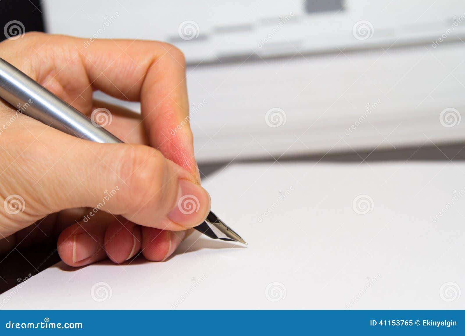 Hand Writing with Fountain Pen Stock Image - Image of paper, stationery ...
