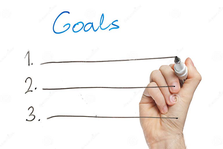 Hand Writing Goals on Whiteboard Stock Image - Image of human, isolated ...