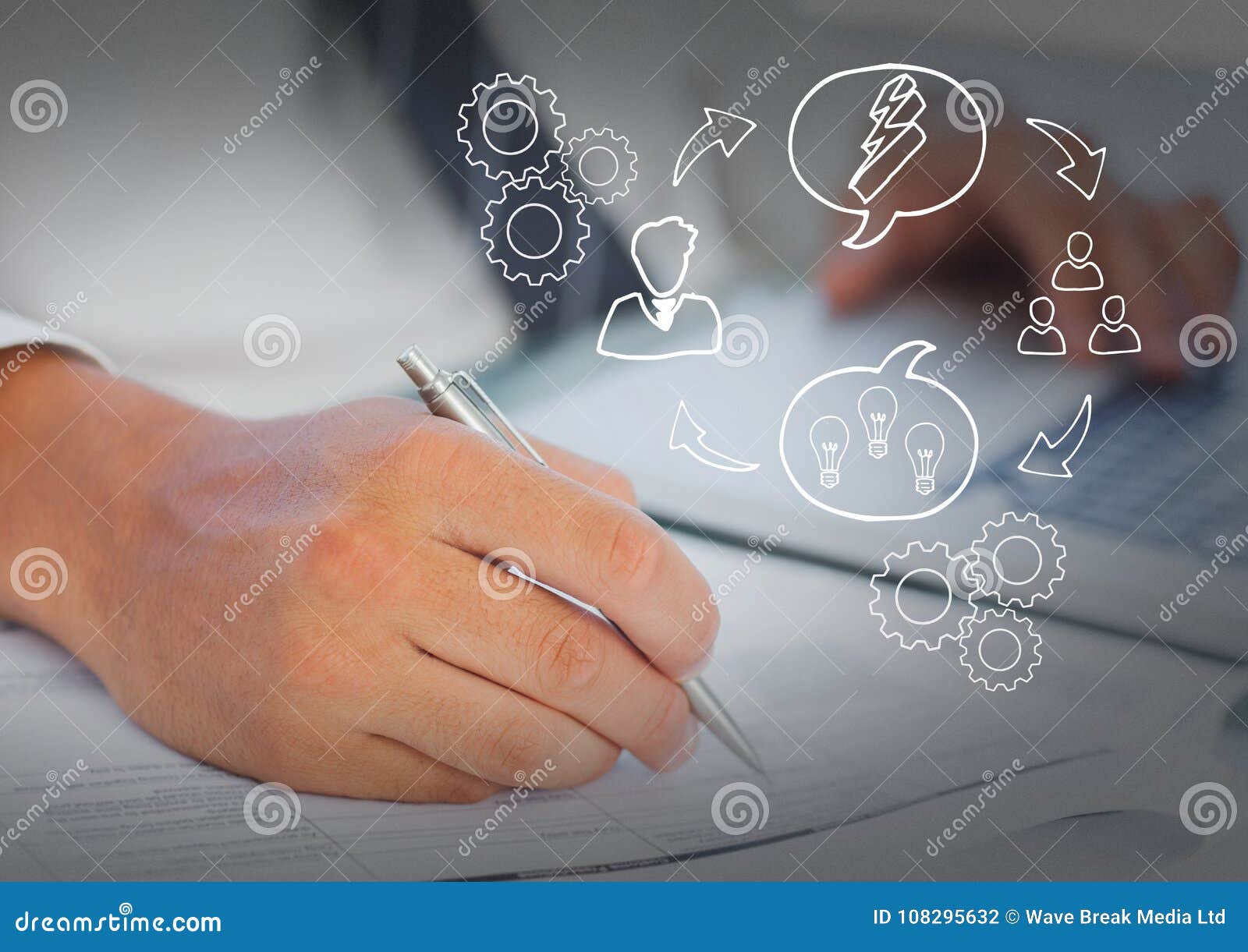 Hand Writing with Graph Overlays Stock Photo - Image of color ...