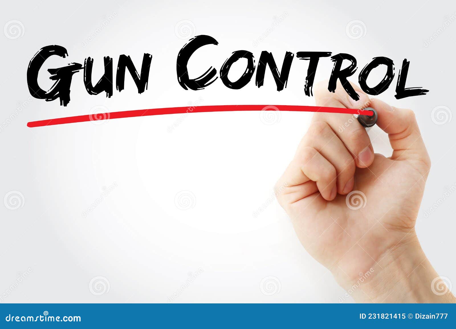 Hand Writing Gun Control with Marker Stock Image - Image of ...