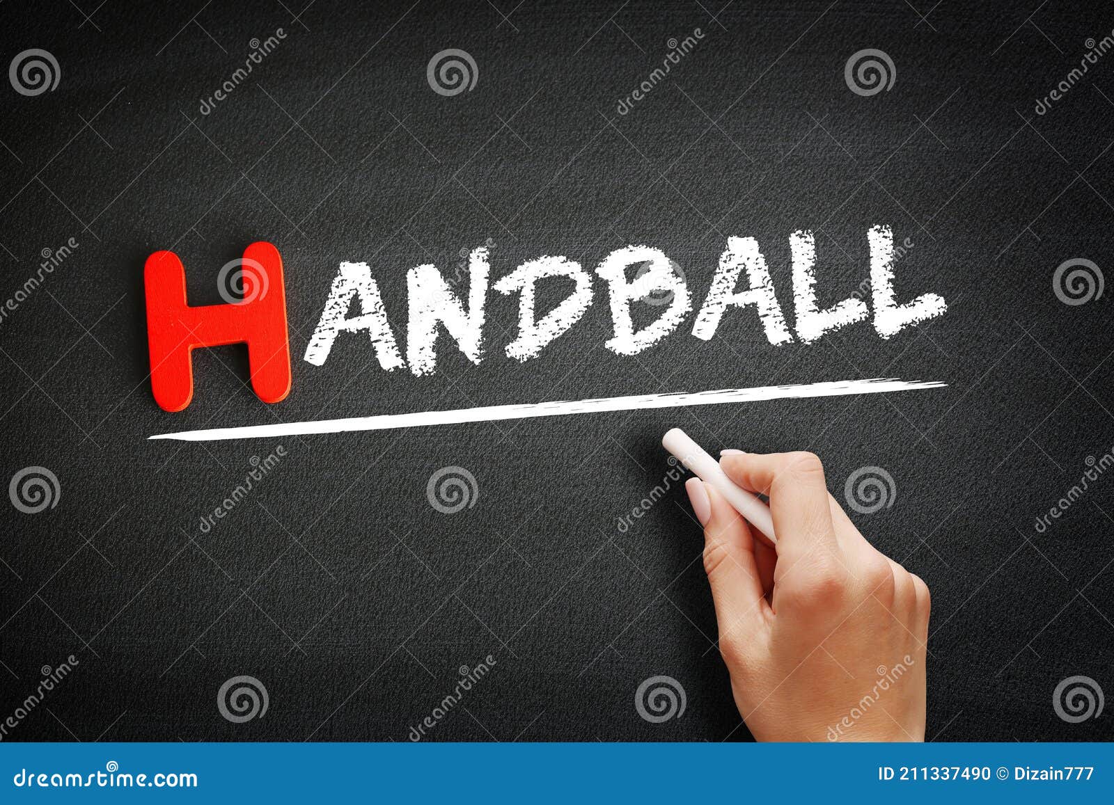 Hand Writing Handball on Blackboard, Concept Background Stock Photo ...