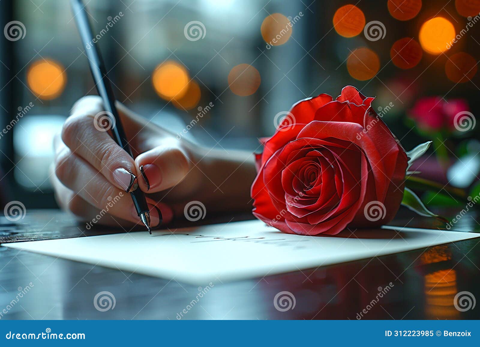 Hand Writing Heartfelt Message in a Greeting Card Stock Image - Image ...
