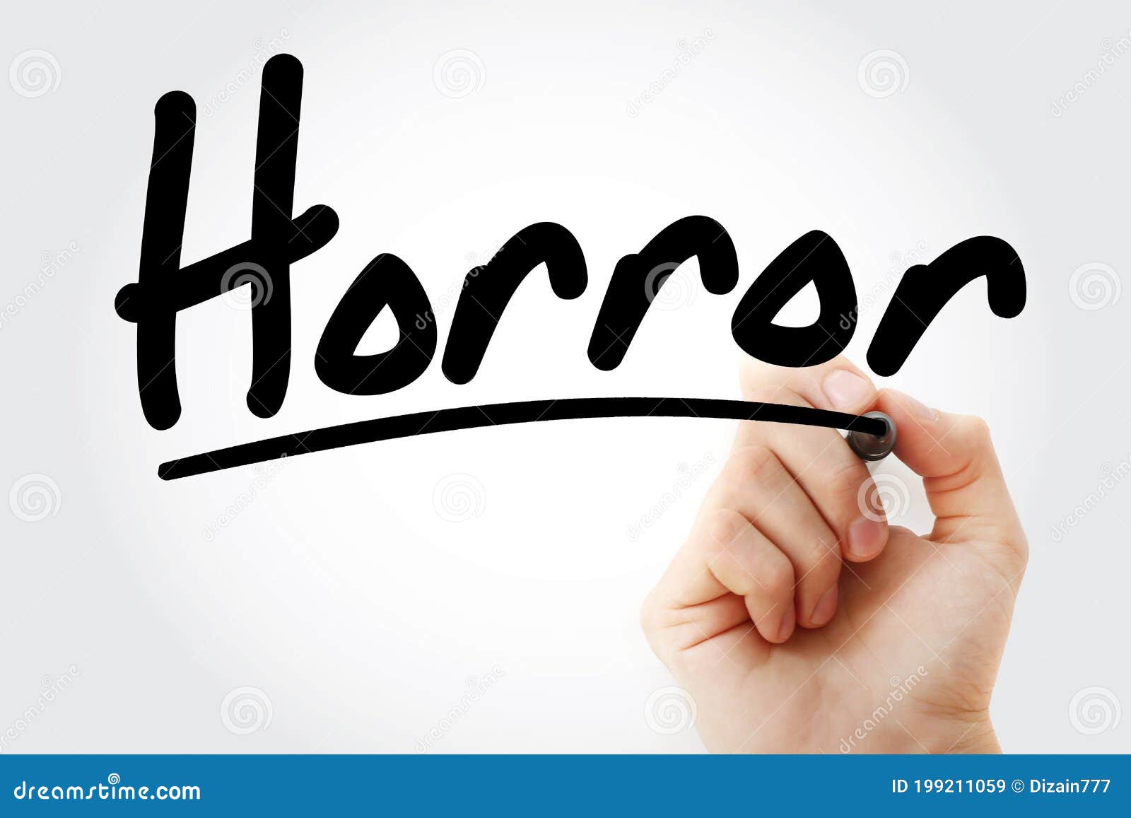Hand Writing Horror with Marker Stock Image - Image of fear, evil ...
