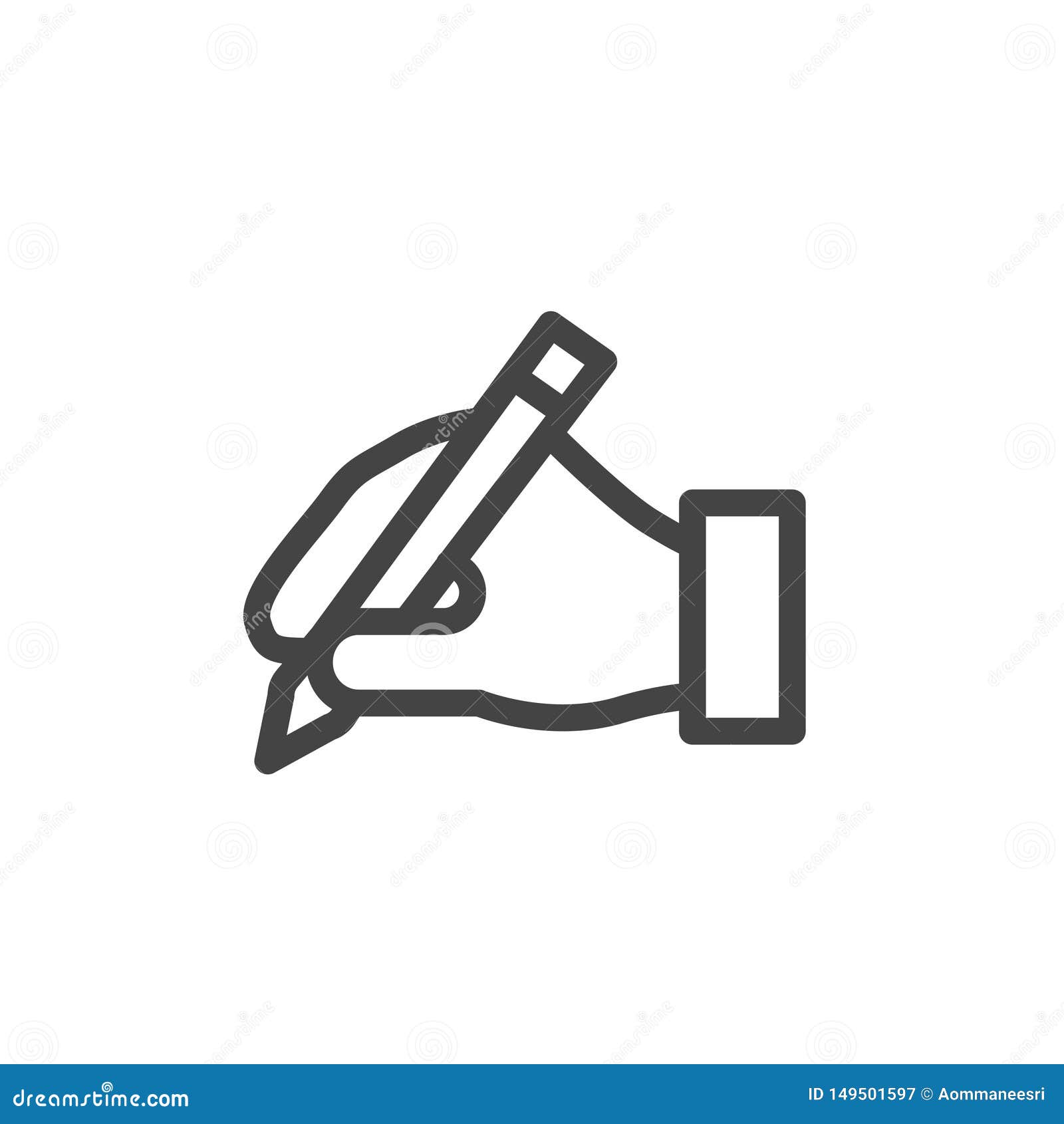 Hand Writing Icon Outline Isolated on White Background Stock Vector ...