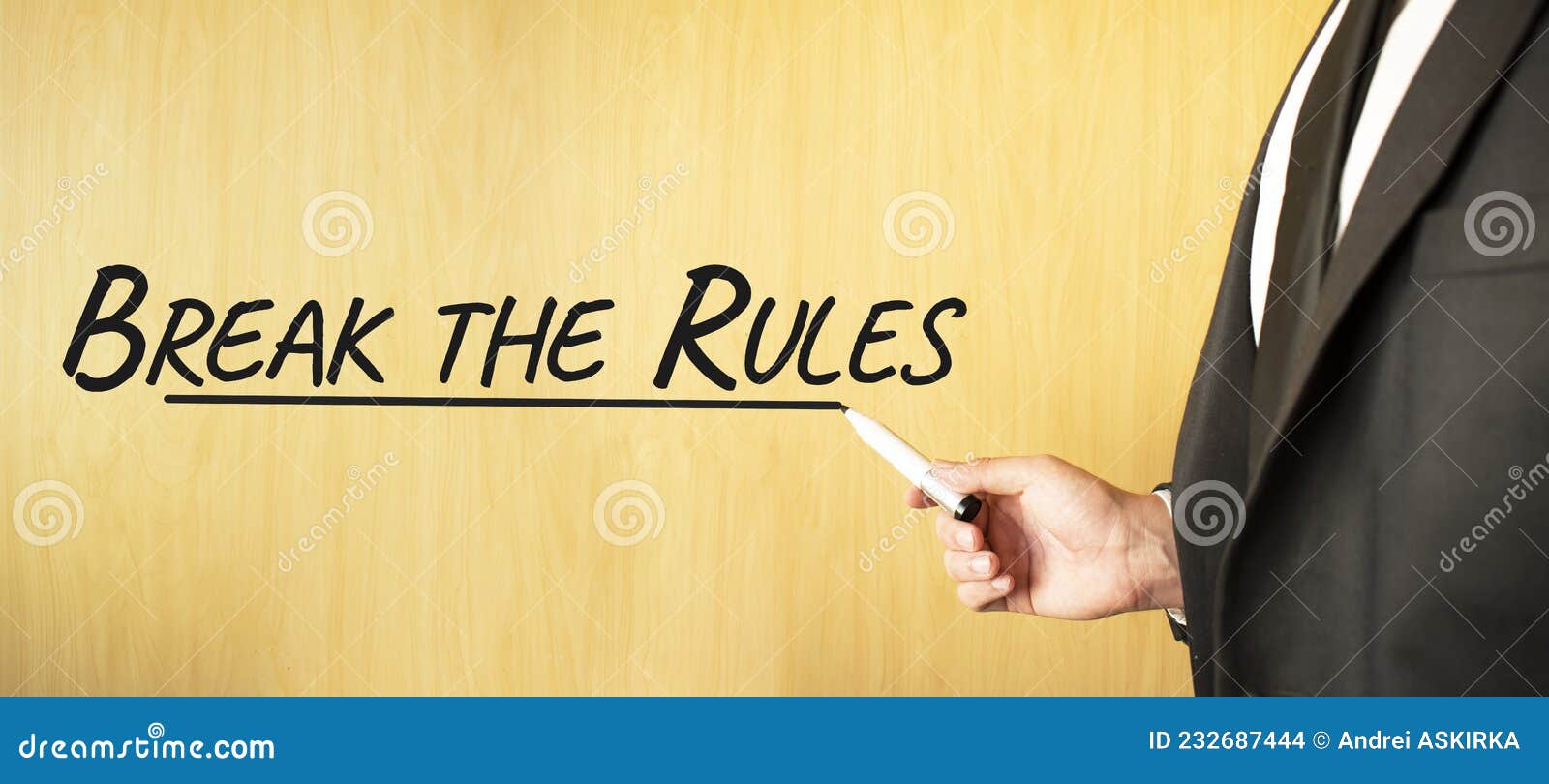 Hand Writing Inscription Break the Rules, with Marker,business Concept ...