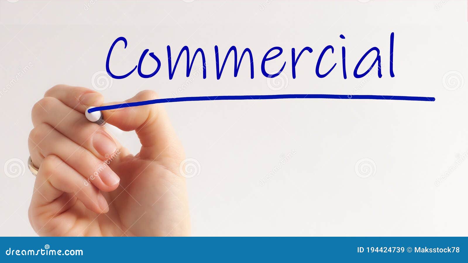 Hand Writing Inscription COMMERCIAL with Marker, Concept Stock Image ...
