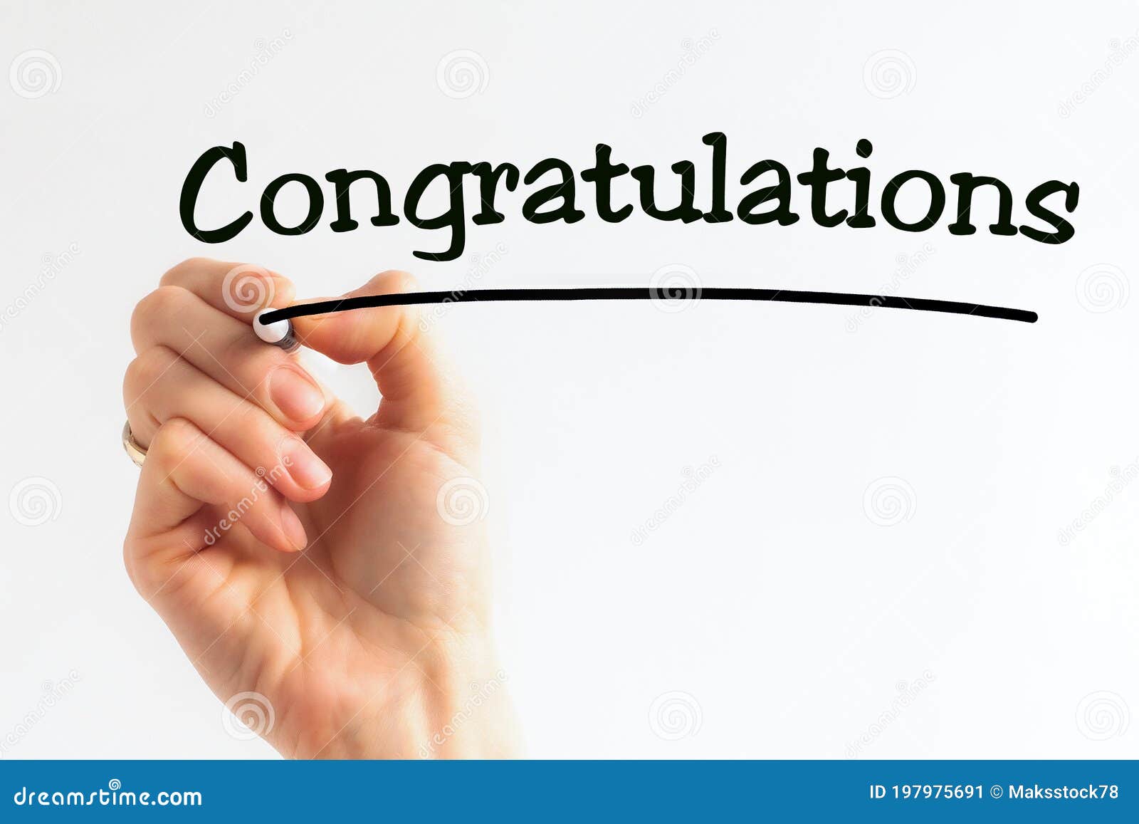Hand Writing Inscription CONGRATULATIONS with Marker, Concept Stock ...
