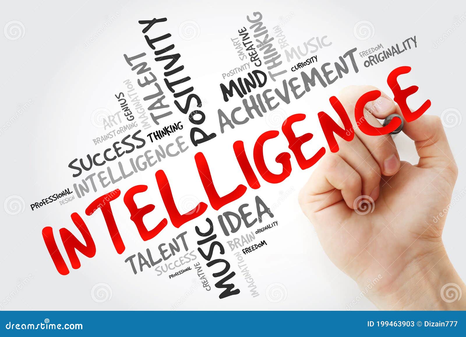 Hand Writing Intelligence with Marker Stock Image - Image of graphic ...