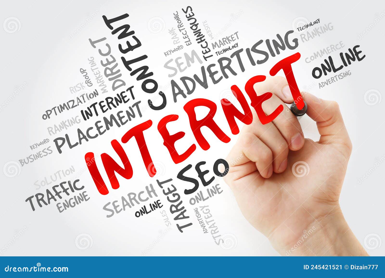 Hand Writing INTERNET Word Cloud, Business Concept Stock Image - Image ...