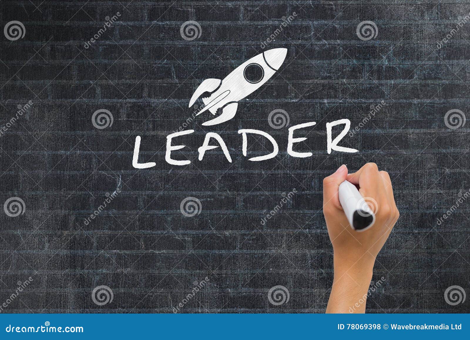 Hand Writing Leader on Wall Stock Illustration - Illustration of adult ...
