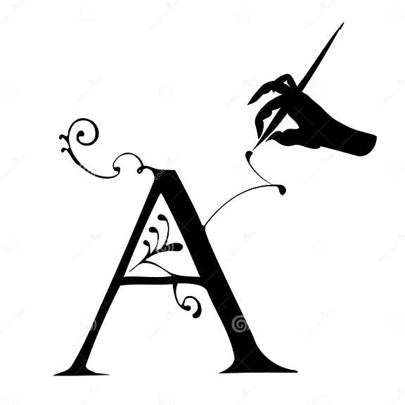 Hand writing letter a stock vector. Illustration of black - 7413491