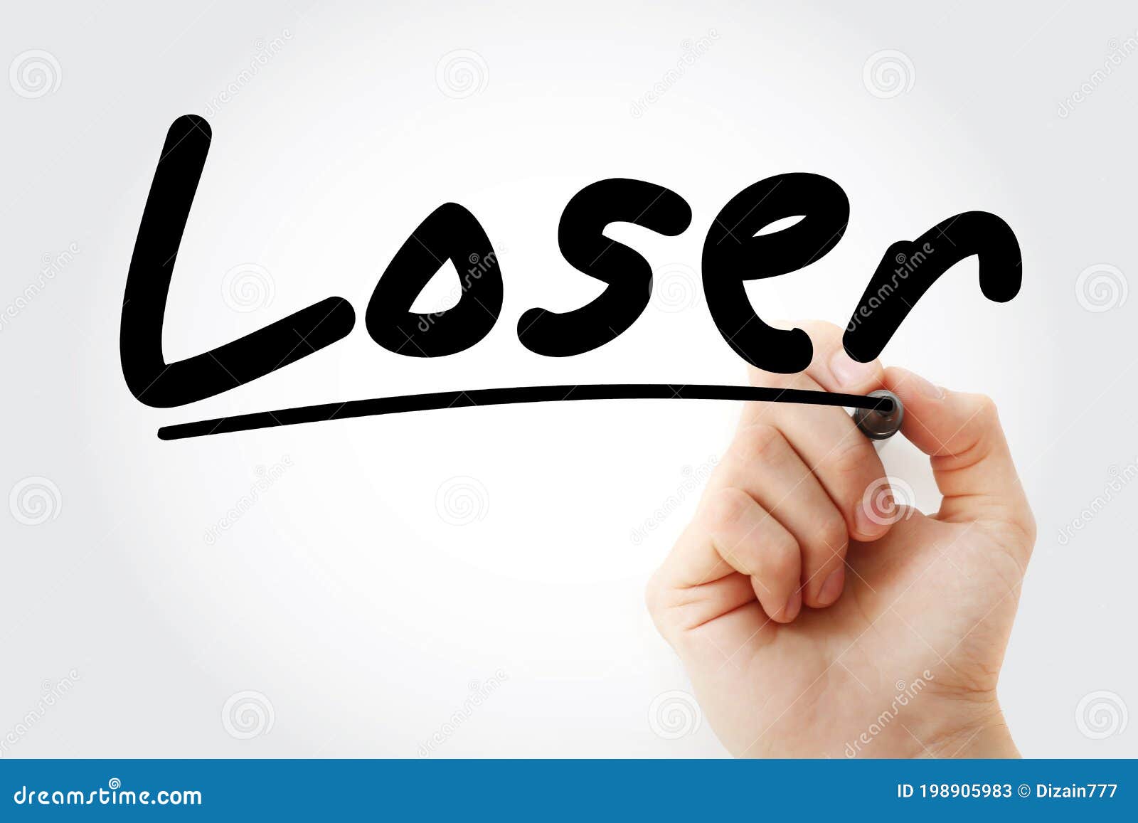 Hand Writing Loser with Marker Stock Image - Image of motivational ...