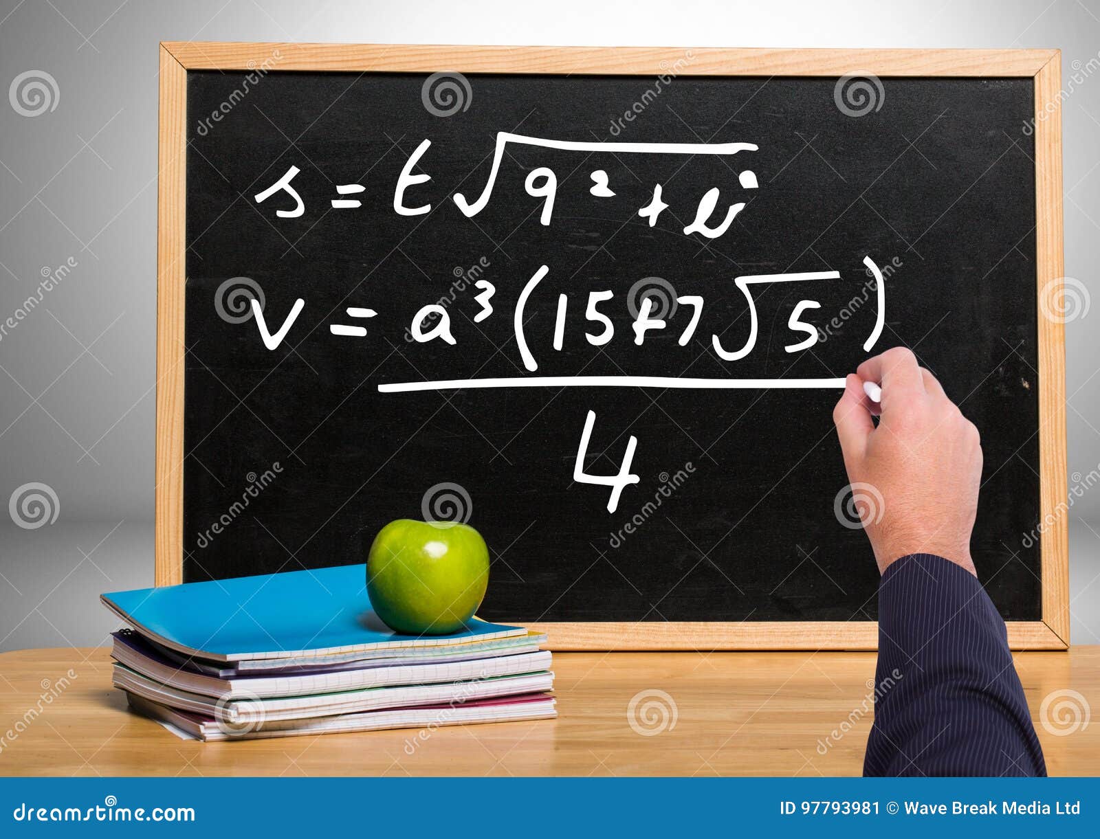 Hand Writing Math Equations on Blackboard Stock Image - Image of full ...