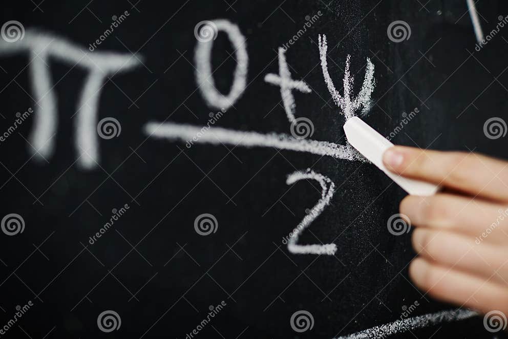 Hand Writing Math Formula on Blackboard Stock Image - Image of ...