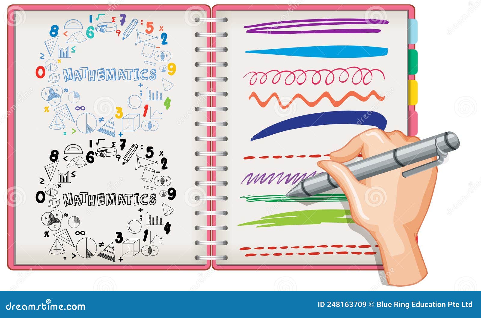 Hand Writing Math Formula and Doodle on Notebook Stock Vector ...