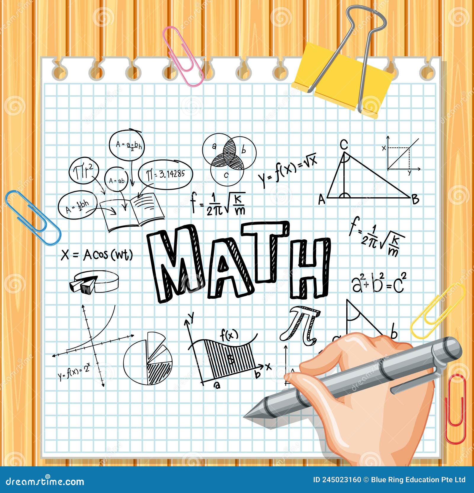 Hand Writing Math Formula on Wood Board Stock Vector - Illustration of ...