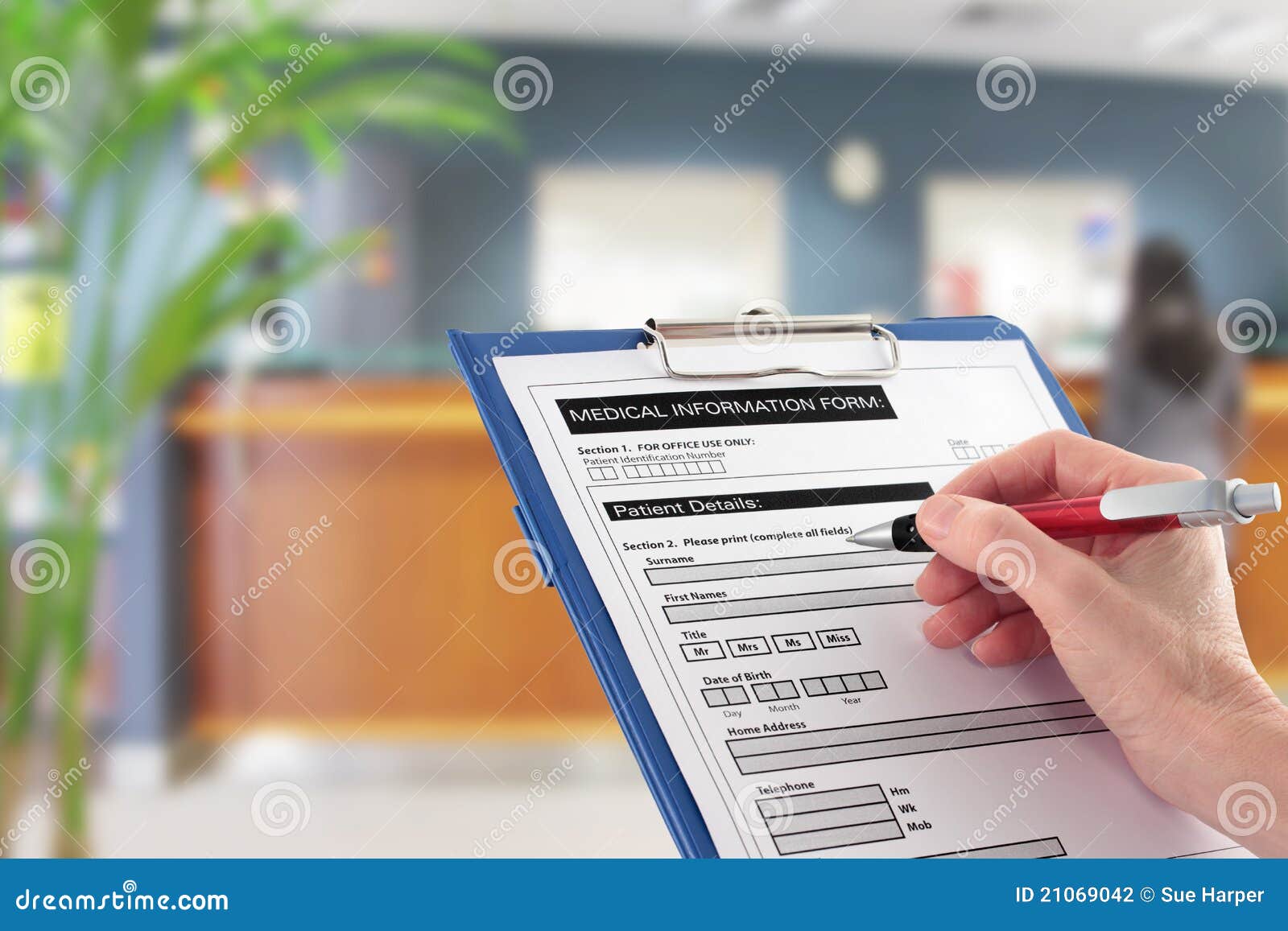 Hand Writing on Medical Details Form in Hospital Stock Photo - Image of ...
