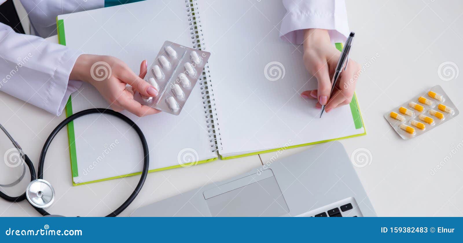 Hand Writing Medical Prescription in Computer Stock Image - Image of ...