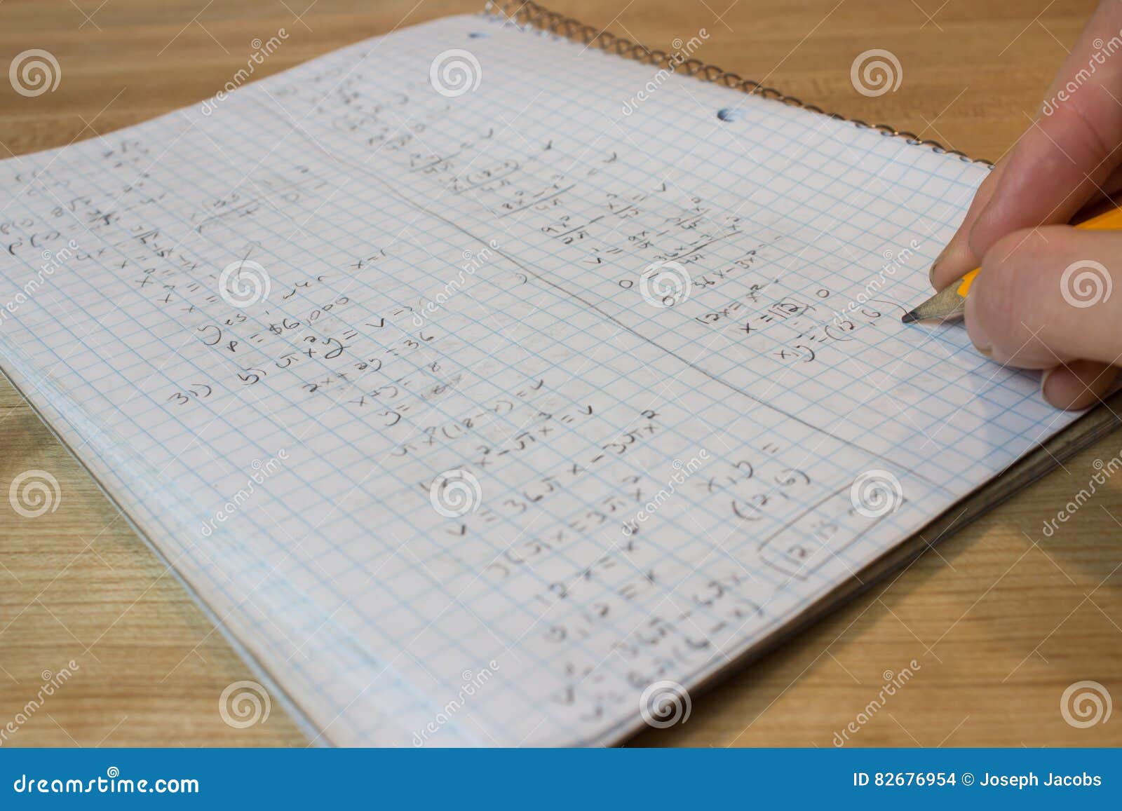 Hand Writing in Messy Math Notebook Stock Photo - Image of male ...