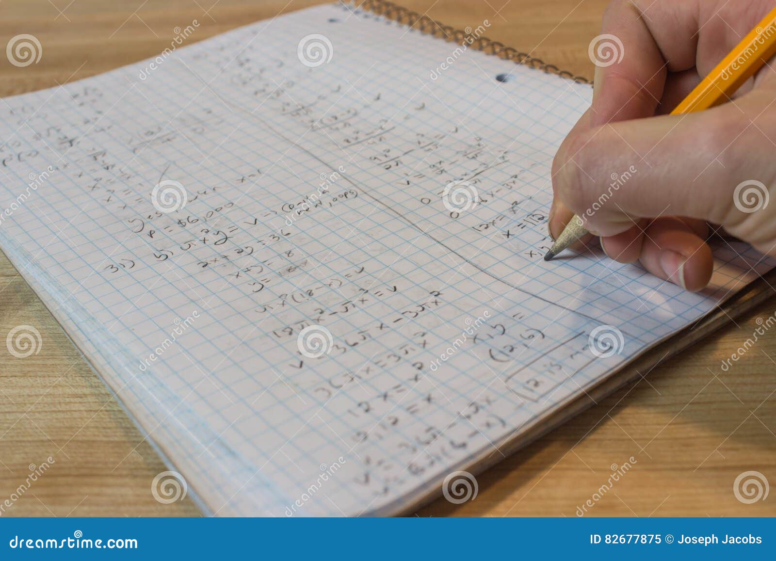 Hand Writing in Messy Math Notebook Stock Image - Image of intelligent ...