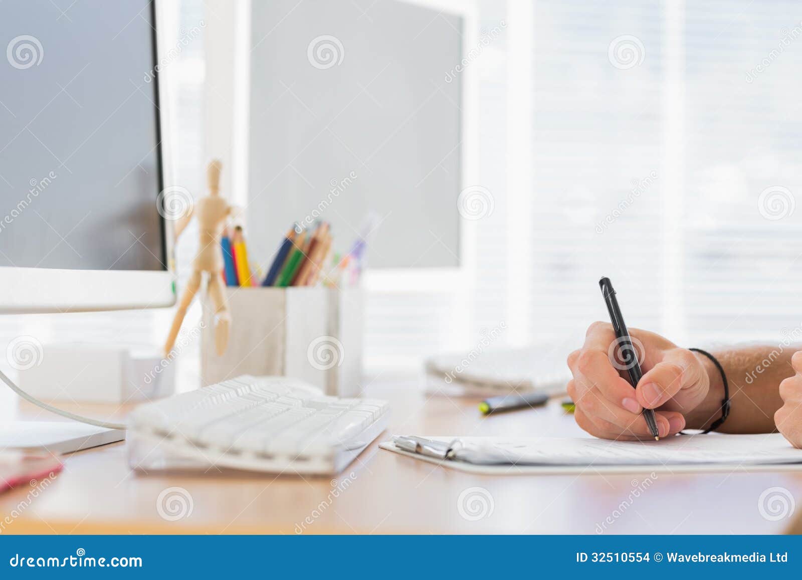 Hand Writing in a Modern Office Stock Photo - Image of occupation ...