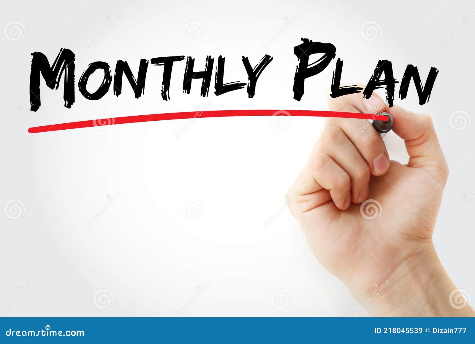 Hand Writing Monthly Plan with Marker, Business Concept Stock Image ...