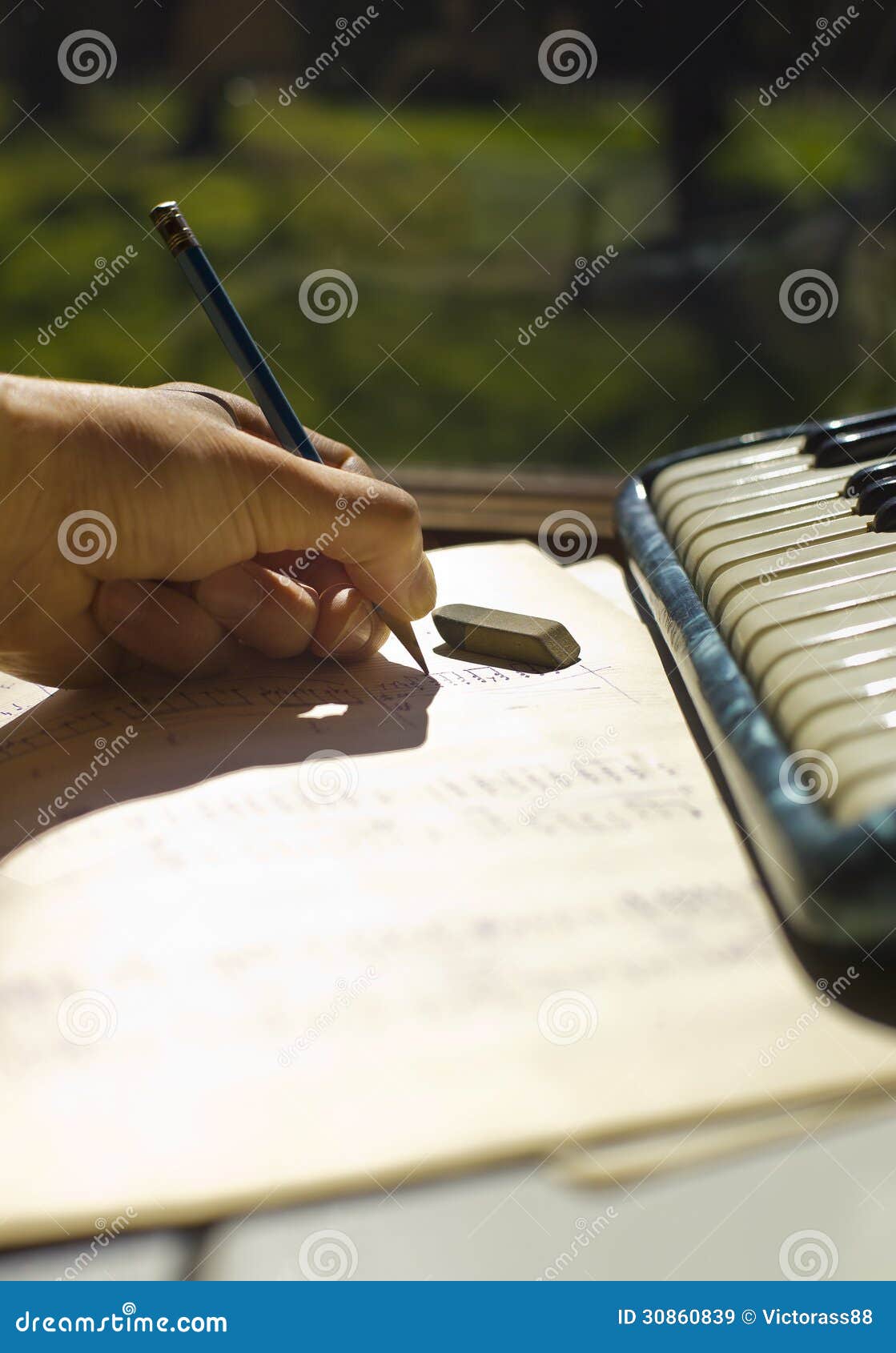 Hand writing music stock image. Image of closeup, hand - 30860839