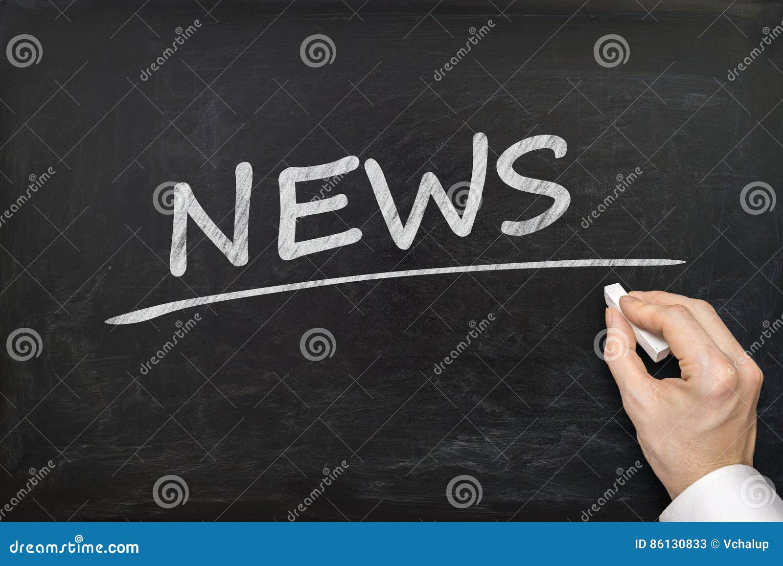 Hand is Writing News Word on Blackboard Stock Image - Image of label ...