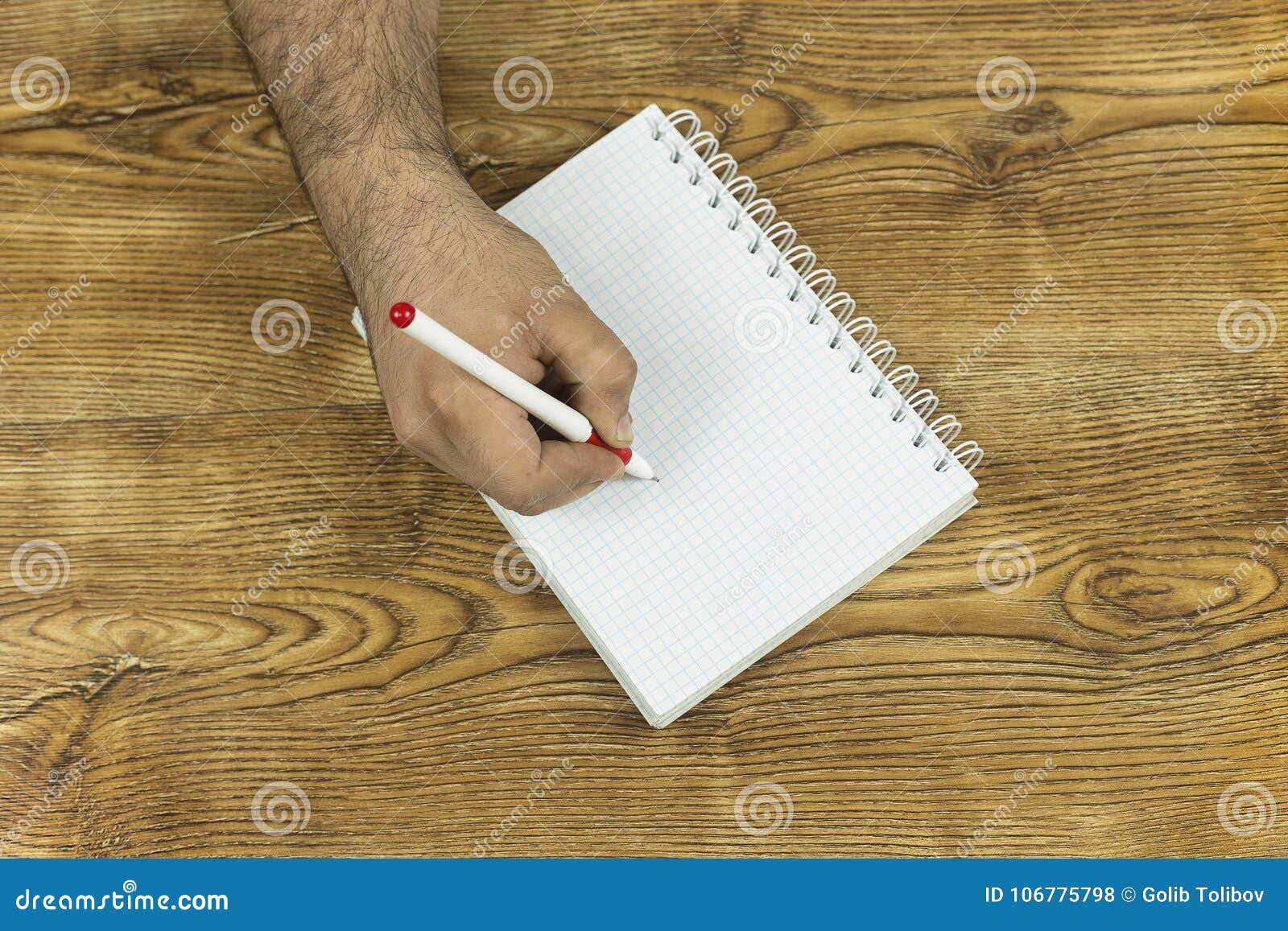 Hand Writing on Note Book on Wood Texture Background Stock Photo ...