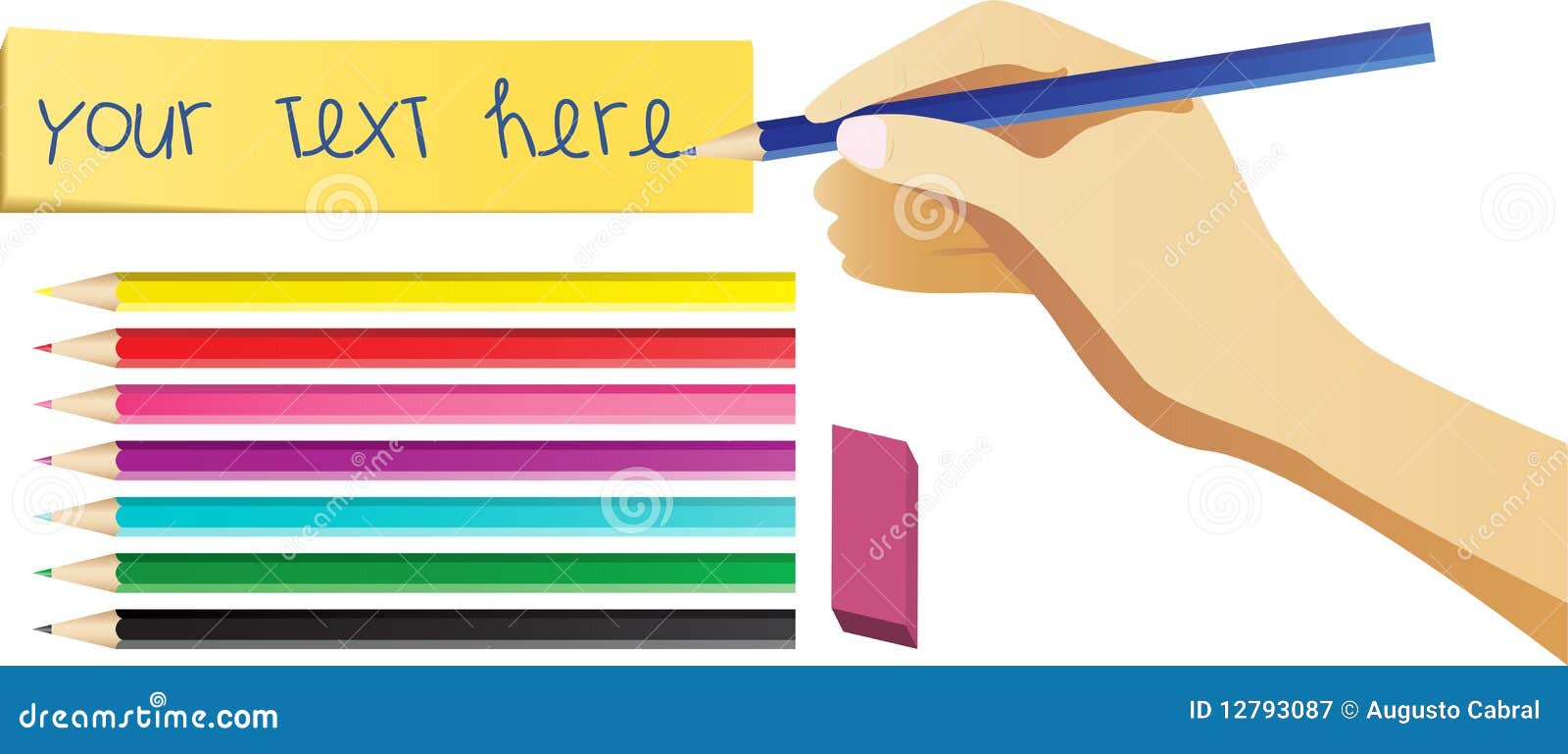 Hand Writing on Note with Set Stock Illustration - Illustration of ...