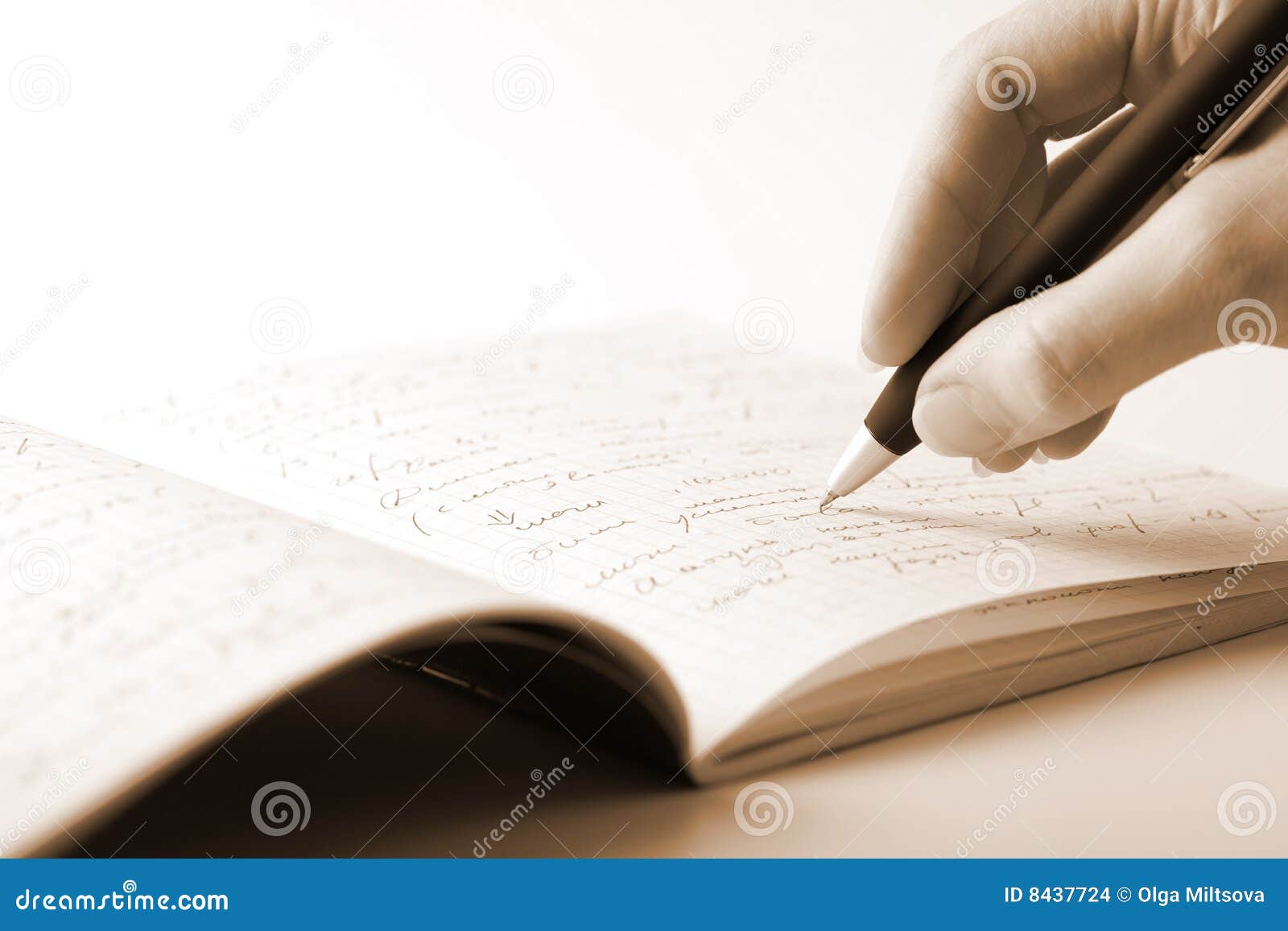 Hand writing in notebook stock photo. Image of handwriting - 8437724