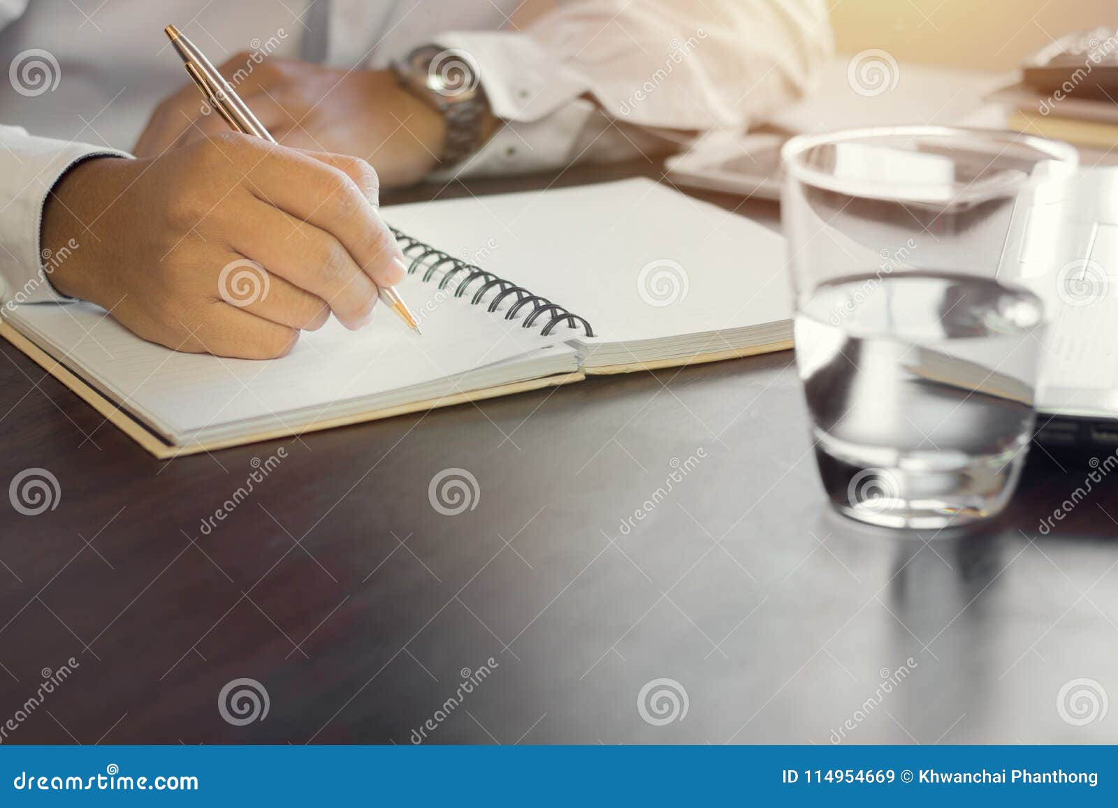 Hand Writing on Notebook in Dark Tone Stock Image - Image of person ...