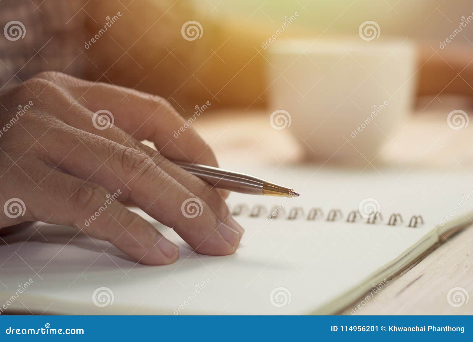 Hand Writing on Notebook in Dark Tone Stock Image - Image of education ...