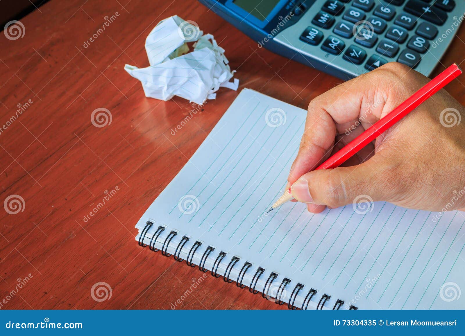 Hand Writing on Notebook with Pencil. Stock Image - Image of note ...