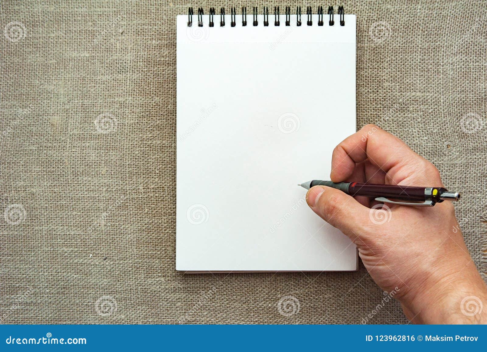 Hand Writing in the Notebook with Pencil Stock Photo - Image of office ...