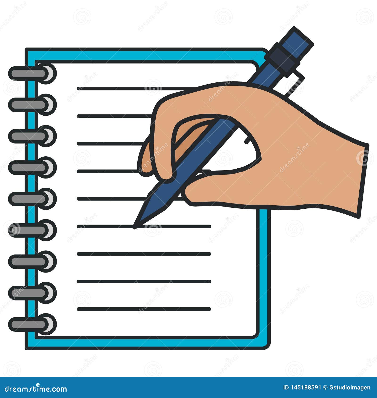 Hand Writing in Notebook School Stock Vector - Illustration of book ...