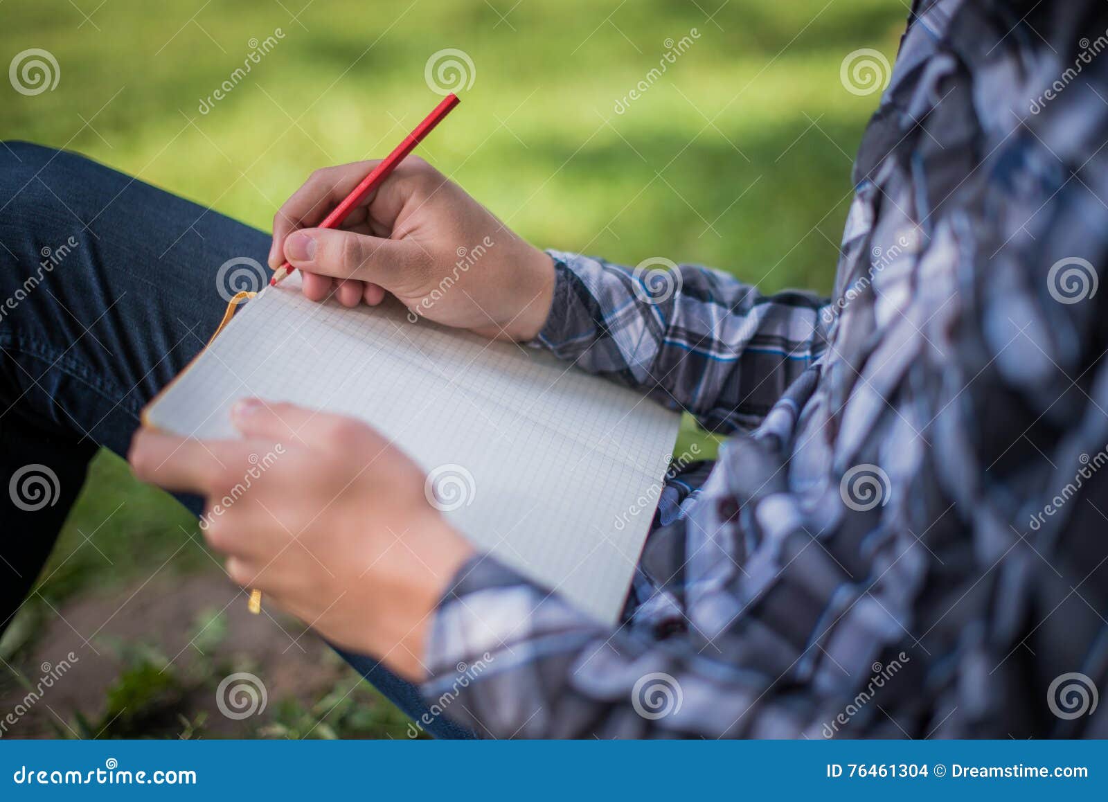 Hand writing in notebook. stock photo. Image of learn - 76461304