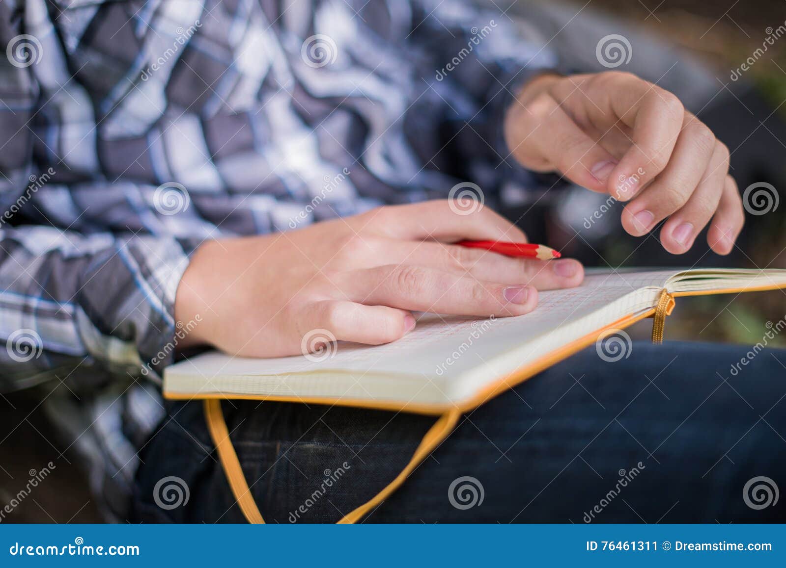 Hand writing in notebook. stock image. Image of studying - 76461311