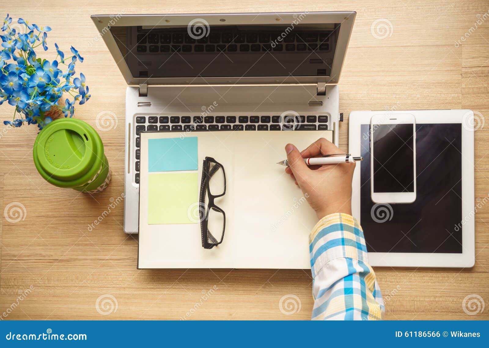 Hand Writing Notebook on a Working Desk Stock Photo - Image of paper ...